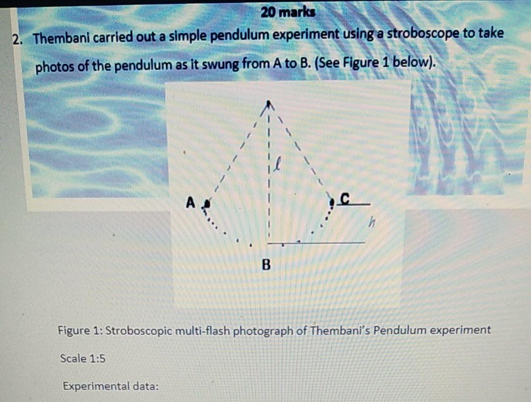 20 marks 2. Thembani carried out a simple pendulum | Chegg.com