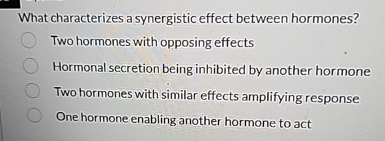 Solved What characterizes a synergistic effect between | Chegg.com