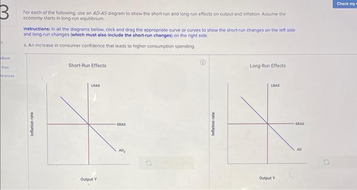 Solved For each of the following, use an AD-AS diagram to | Chegg.com