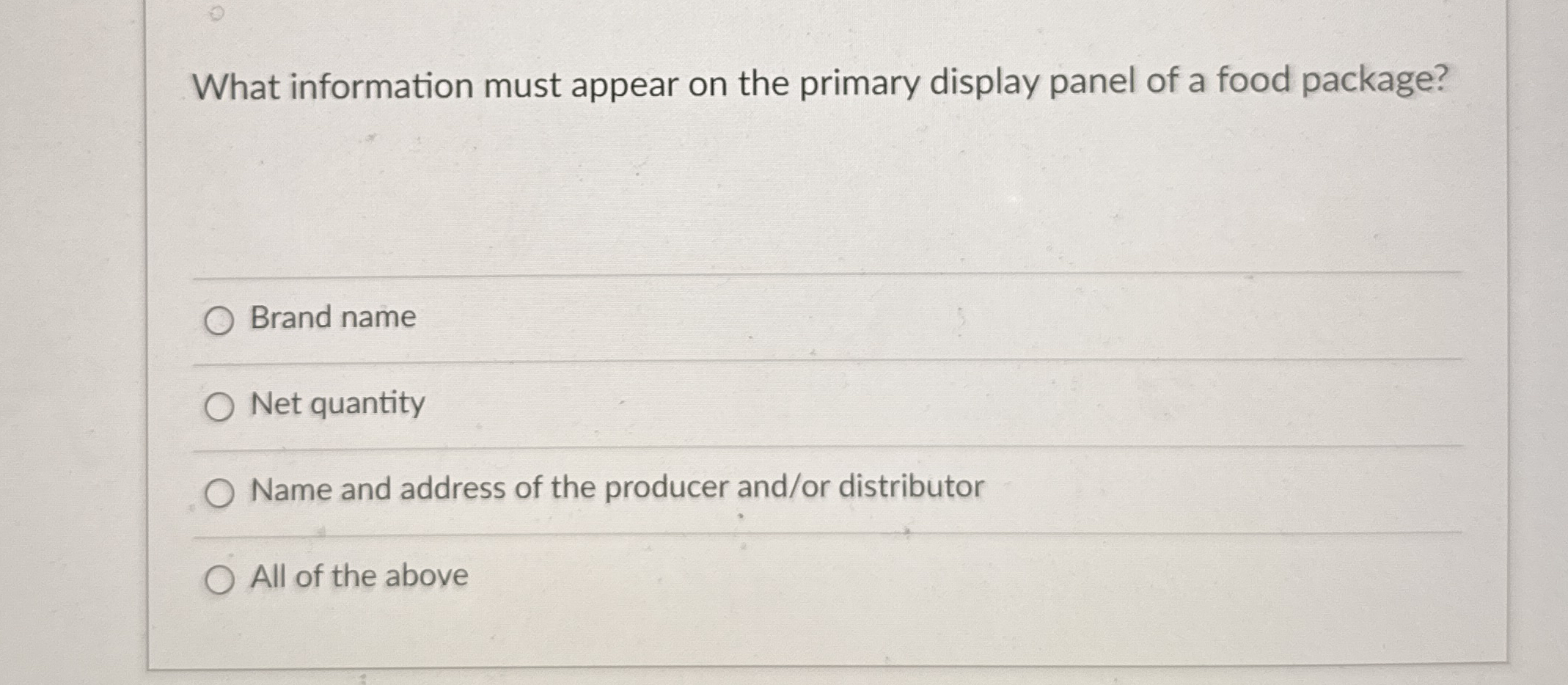 Solved What information must appear on the primary display | Chegg.com