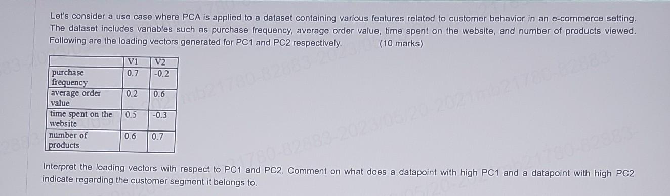 Solved Let's consider a use case where PCA is applied to a | Chegg.com