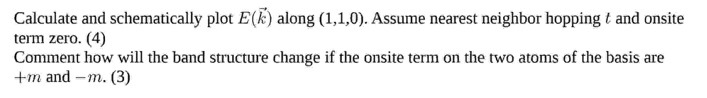 Solved Calculate and schematically plot E(vec(k)) ﻿along | Chegg.com