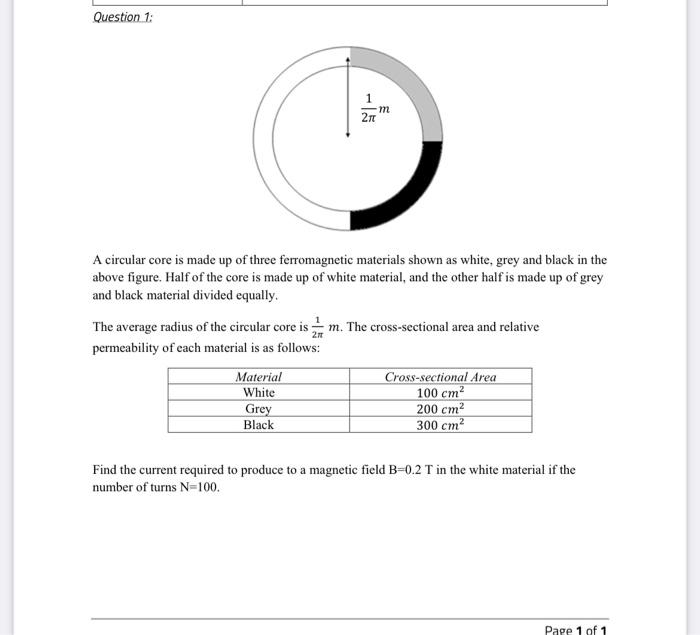 Solved Question 1: A circular core is made up of three | Chegg.com