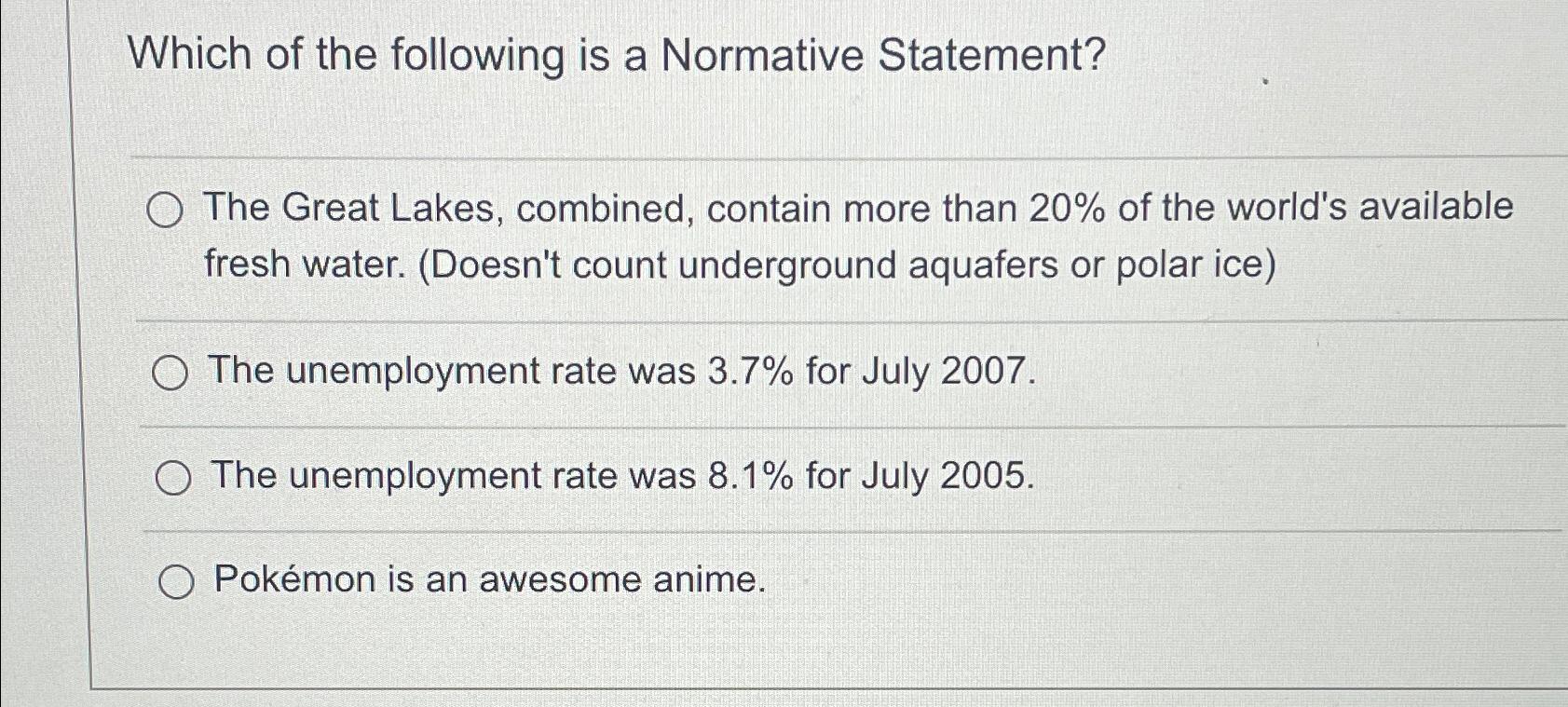 Solved Which of the following is a Normative Statement?The | Chegg.com