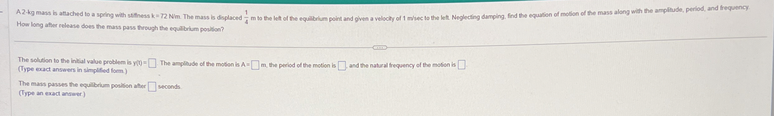 Solved How long after release does the mass pass through the | Chegg.com