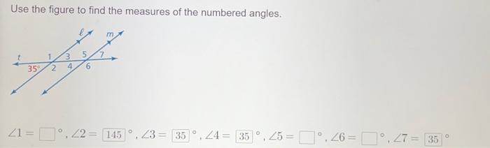 Use the figure to find the measures of the numbered | Chegg.com