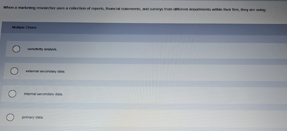 Solved When a marketing researcher uses a collection of | Chegg.com