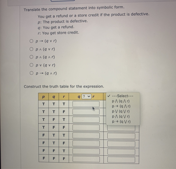 Solved Translate the compound statement into symbolic form. | Chegg.com