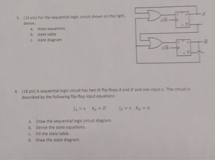 Solved 3. (14 pts) For the sequential logic circuit shown on | Chegg.com