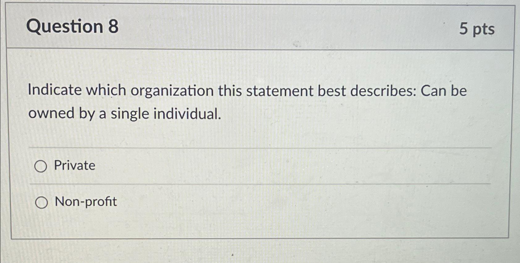 Solved Question 85 ﻿ptsIndicate which organization this | Chegg.com
