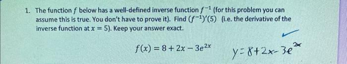 Solved 1. The function f below has a well-defined inverse | Chegg.com