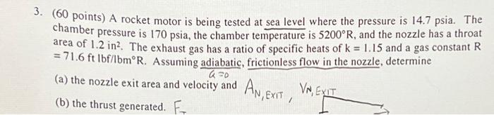 Solved 3. ( 60 points) A rocket motor is being tested at sea | Chegg.com