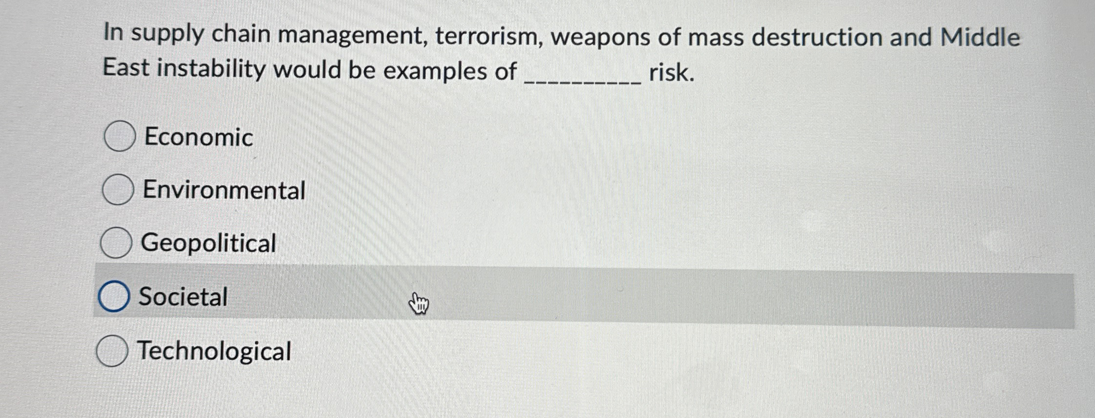 Solved In supply chain management, terrorism, weapons of | Chegg.com