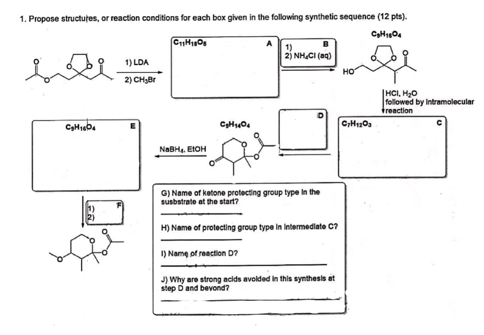 Propose structures, or reaction conditions for each | Chegg.com