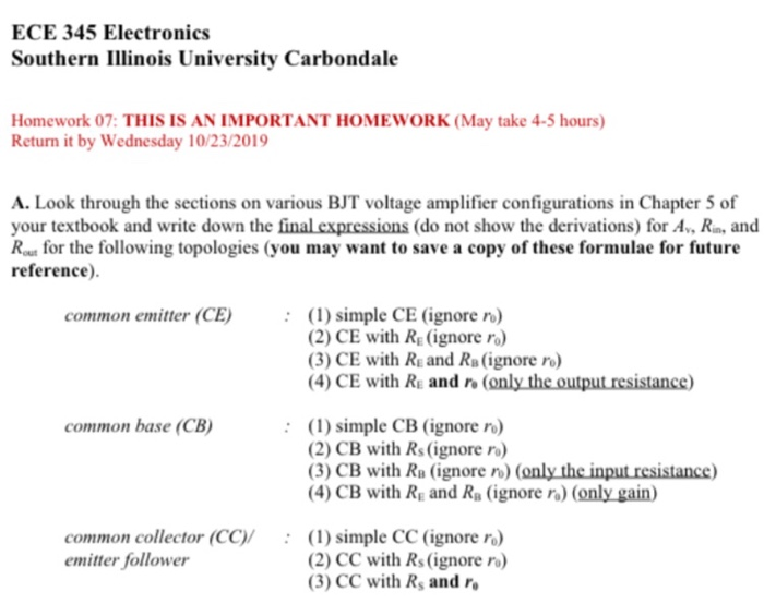 ECE 345 Electronics Southern Illinois University | Chegg.com