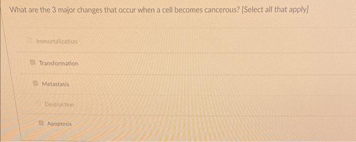Solved What are three major changes that occur when a cell | Chegg.com