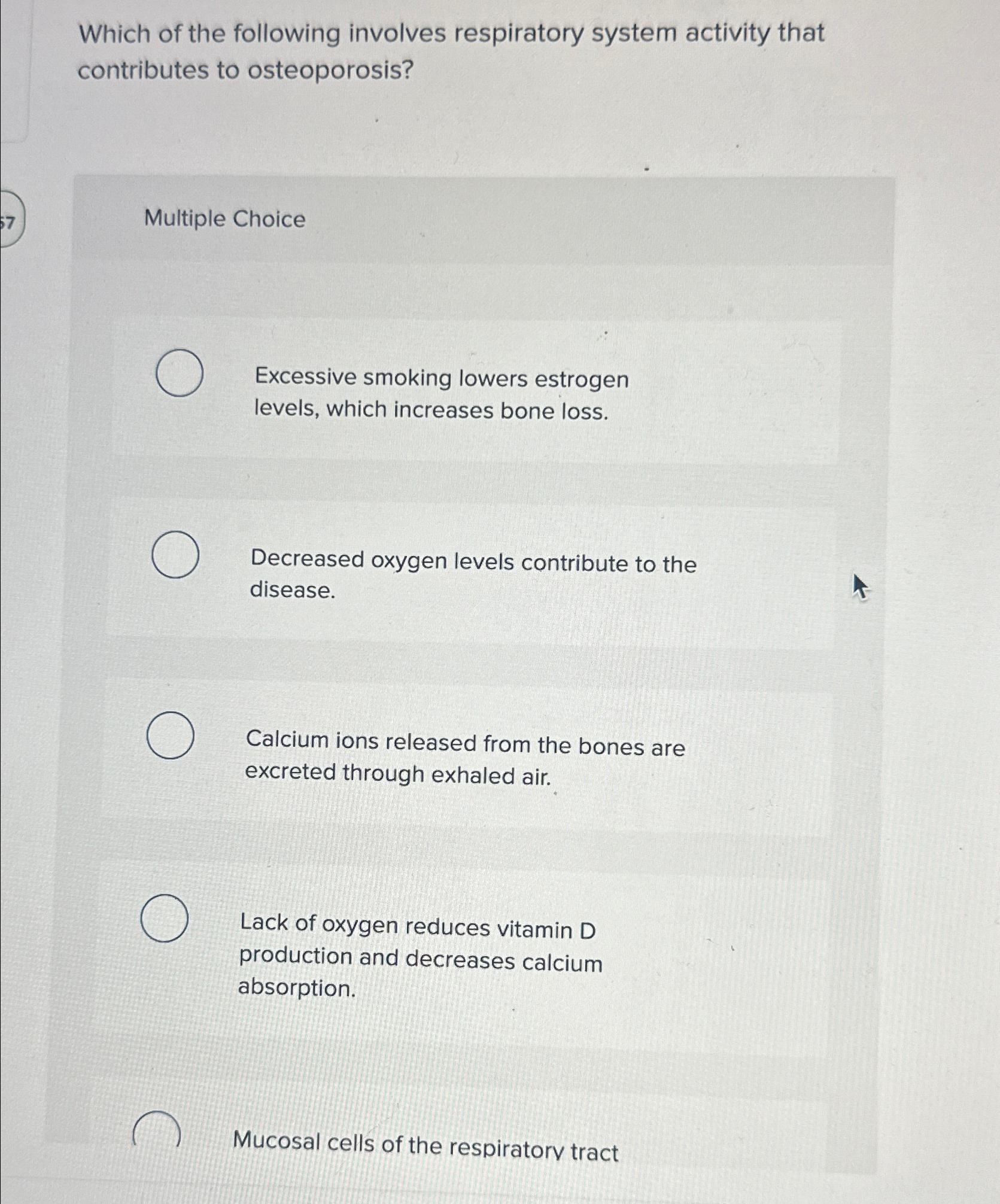 Solved Which of the following involves respiratory system | Chegg.com