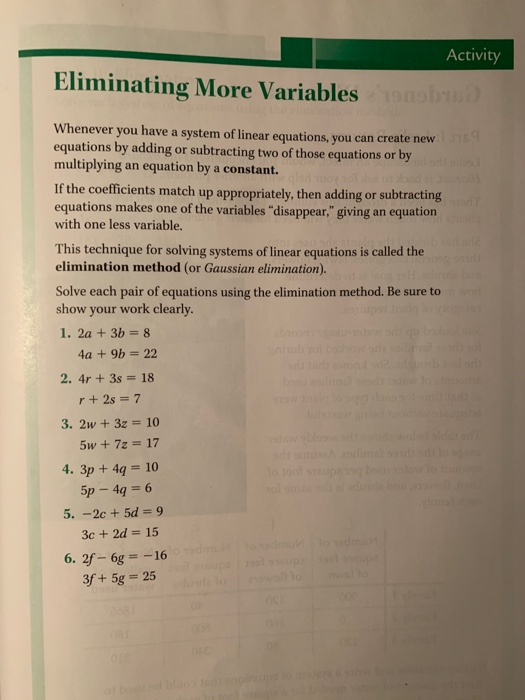 Solved Activity Eliminating More Variables on Whenever you | Chegg.com