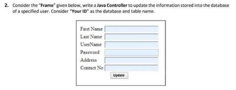 Solved 2. Consider the "Frame" given below, write a Java | Chegg.com