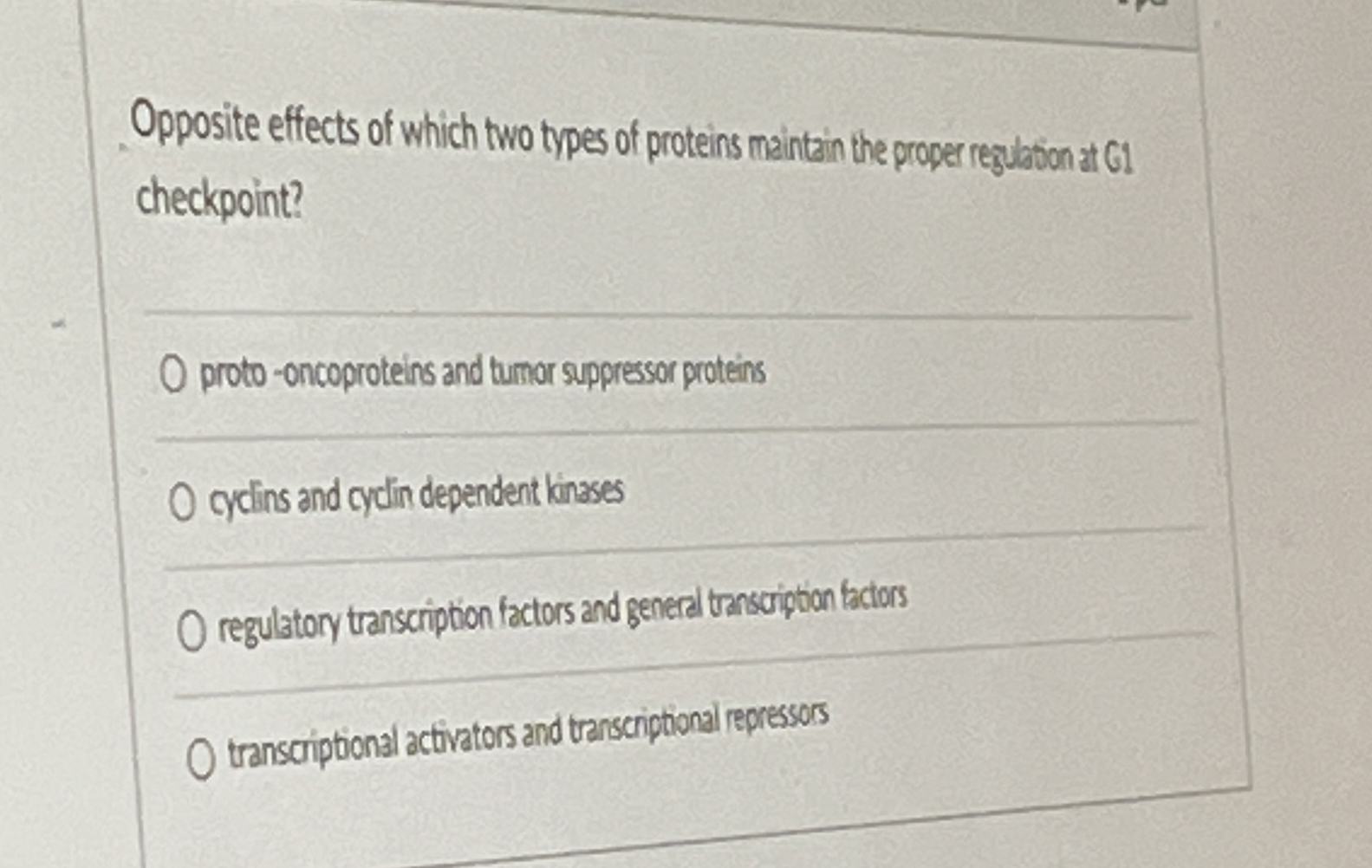 Solved Opposite effects of which two types of proteins | Chegg.com