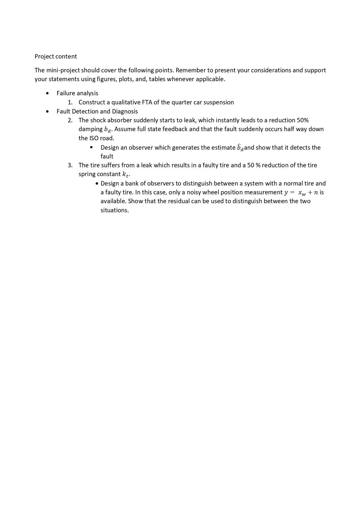 Project contentThe mini-project should cover the | Chegg.com