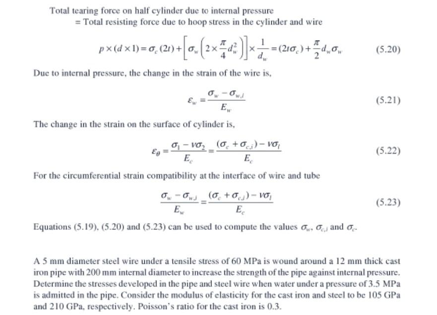 Solved Total tearing force on half cylinder due to internal | Chegg.com