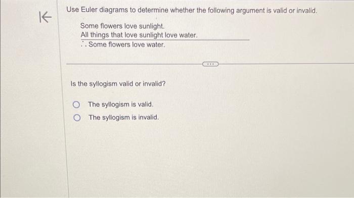 Solved Use Euler diagrams to determine whether the following | Chegg.com