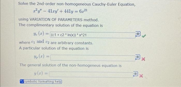 Solved Solve the 2nd-order homogeneous Cauchy-Euler equation | Chegg.com