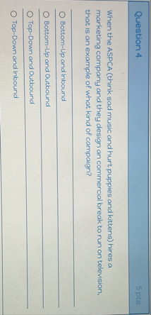 Solved Question 45 ﻿ptsWhen the ASPCA (think sad music and | Chegg.com