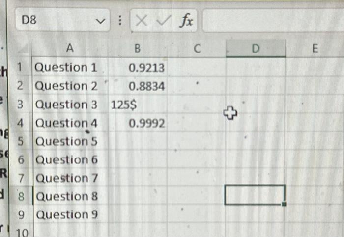 Solved im having trouble with questions 5-9. please help. I | Chegg.com