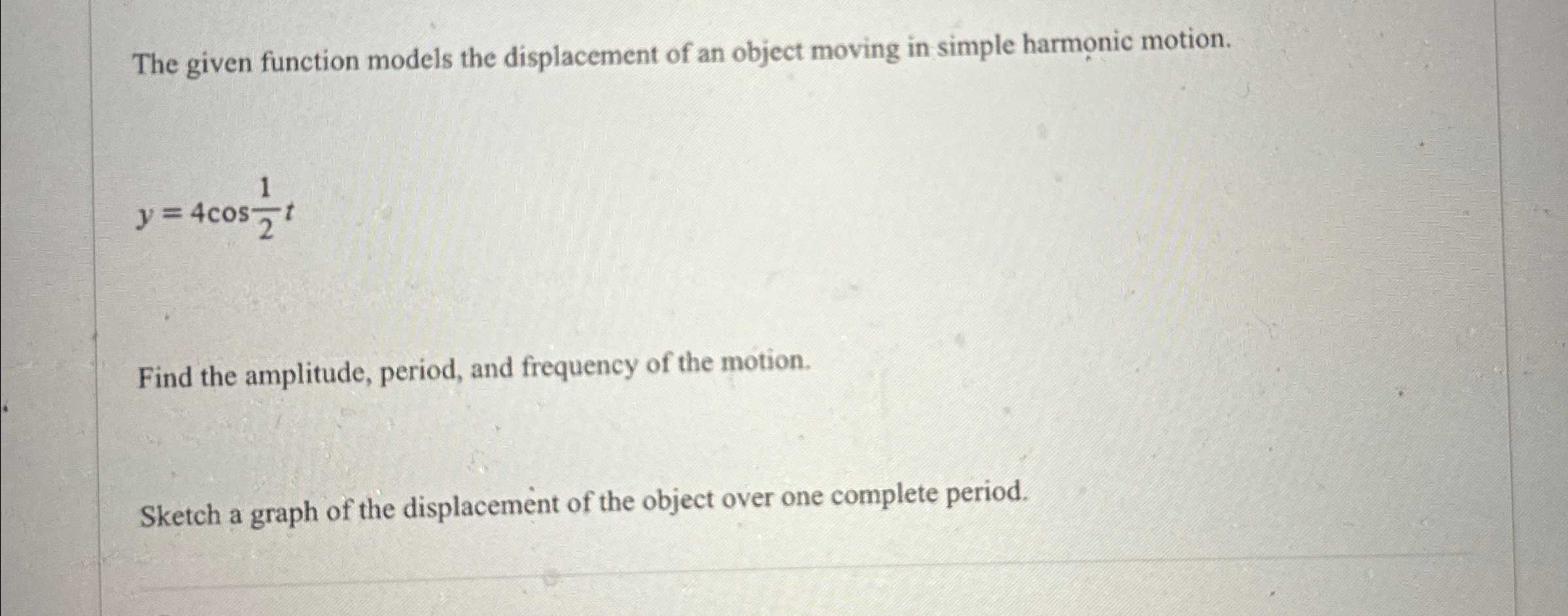 Solved The given function models the displacement of an | Chegg.com
