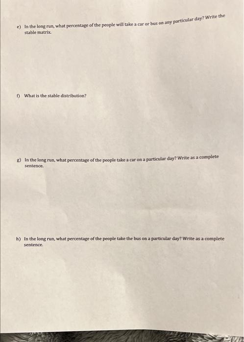 MATH 111 Worksheet #8 Section 8.2 Regular Stochastic | Chegg.com