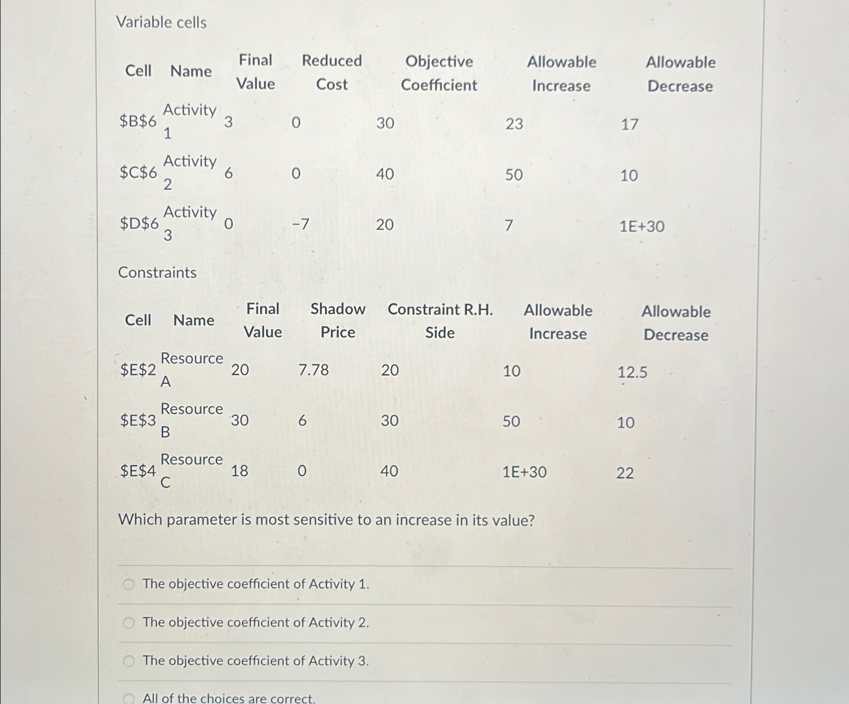 Solved Variable cells\table[[Cell | Chegg.com Solved Variable cells\table[[Cell | Chegg.com