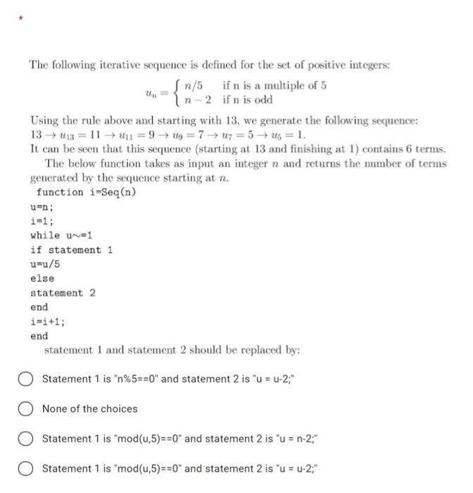 Solved The following iterative sequence is defined for the | Chegg.com
