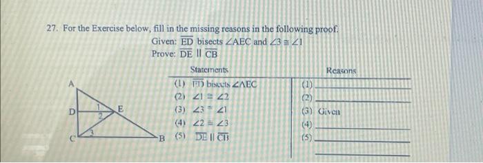 Solved 27. For the Exercise below, fill in the missing | Chegg.com