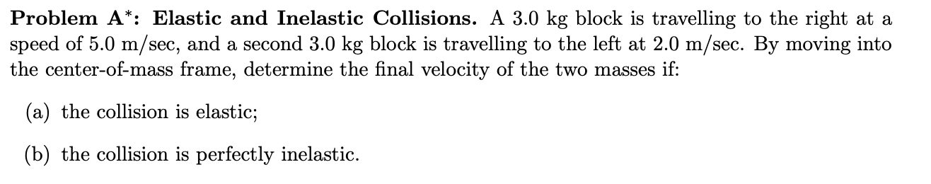 Solved Problem A*: Elastic and Inelastic Collisions. A 3.0 | Chegg.com