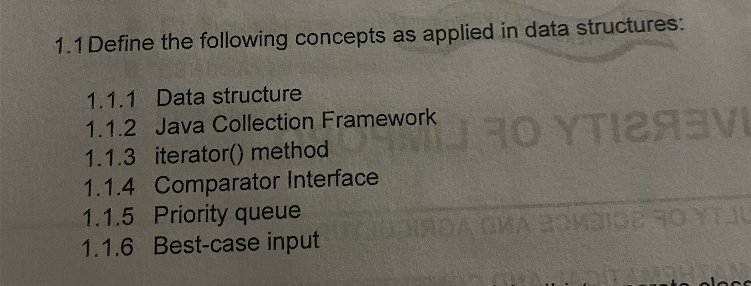 Solved 1.1 ﻿Define the following concepts as applied in data | Chegg.com