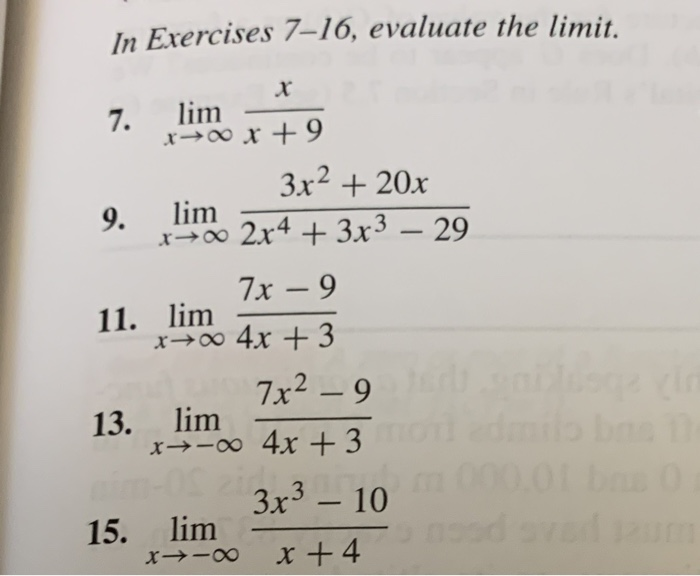 Solved In Exercises 7–16, evaluate the limit. 7. lim r - x | Chegg.com