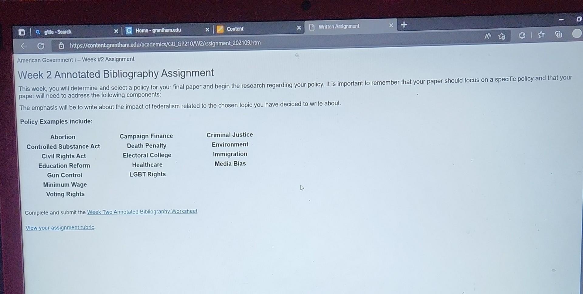 Week 2 Annotated Bibliography Assignment This week, | Chegg.com