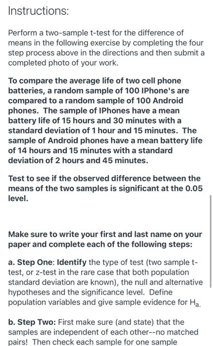 Solved Make sure to write your first and last name on your | Chegg.com