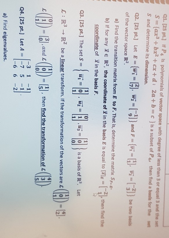 Solved Q1. [25 pr.) If P. is polynomials of vector space | Chegg.com