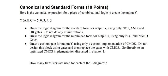 Solved Canonical and Standard Forms (10 Points) Here is the | Chegg.com