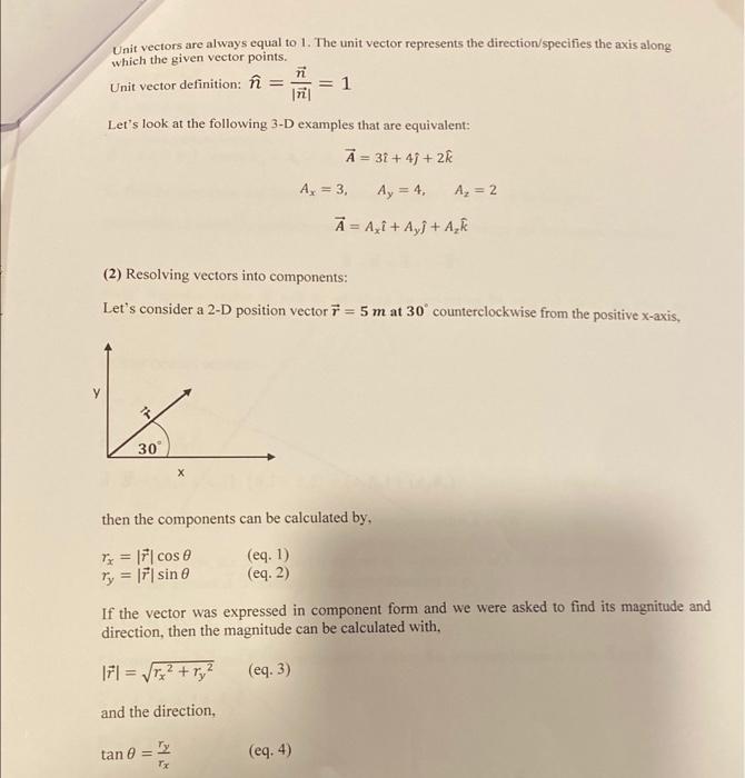 Objective: To study vector algebra, resolving vectors | Chegg.com