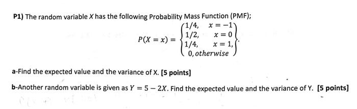 Solved P1) The random variable X has the following | Chegg.com