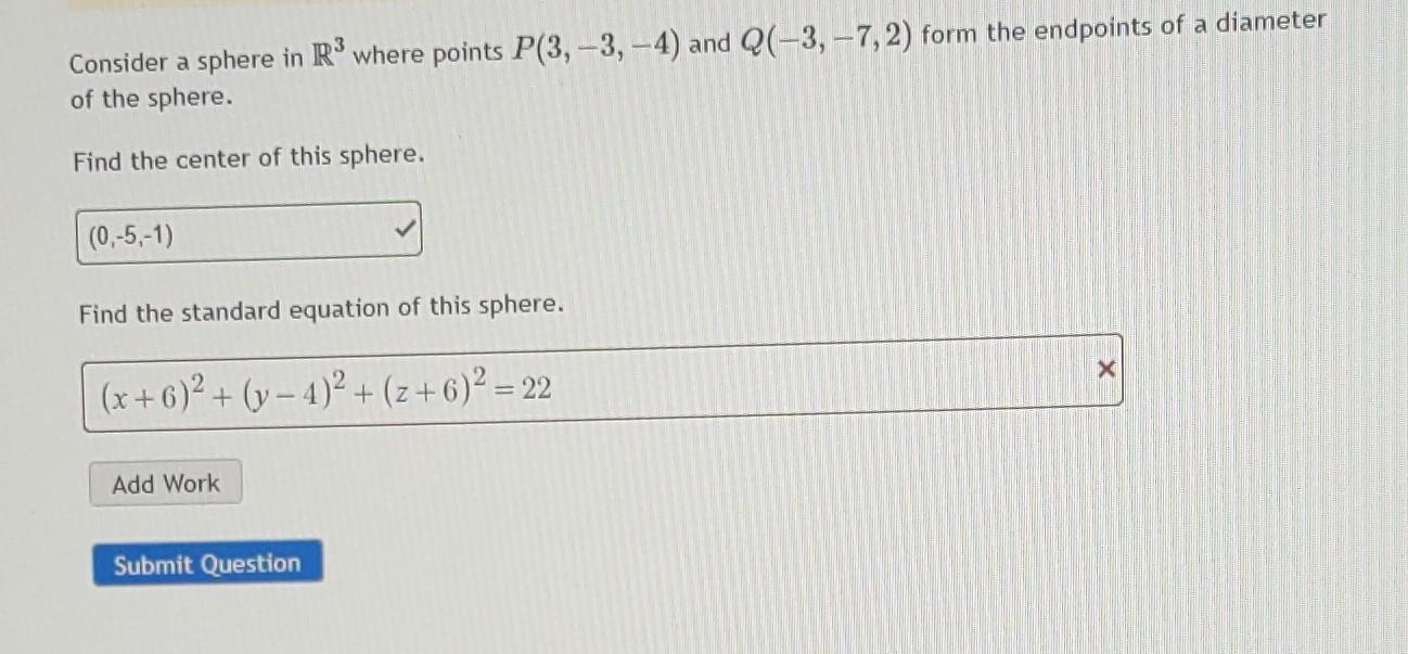 Solved Consider a sphere in R3 where points P(3,−3,−4) and | Chegg.com