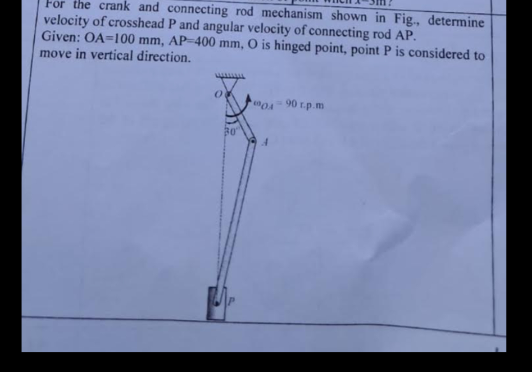 Solved for the crank and connecting rod mechanism shown in | Chegg.com