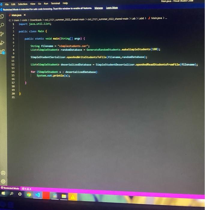 Solved Write a serializer and deserializer for the Student | Chegg.com