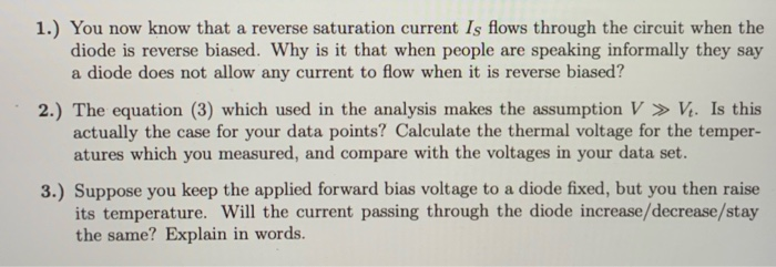 Solved 1.) You now know that a reverse saturation current Is | Chegg.com