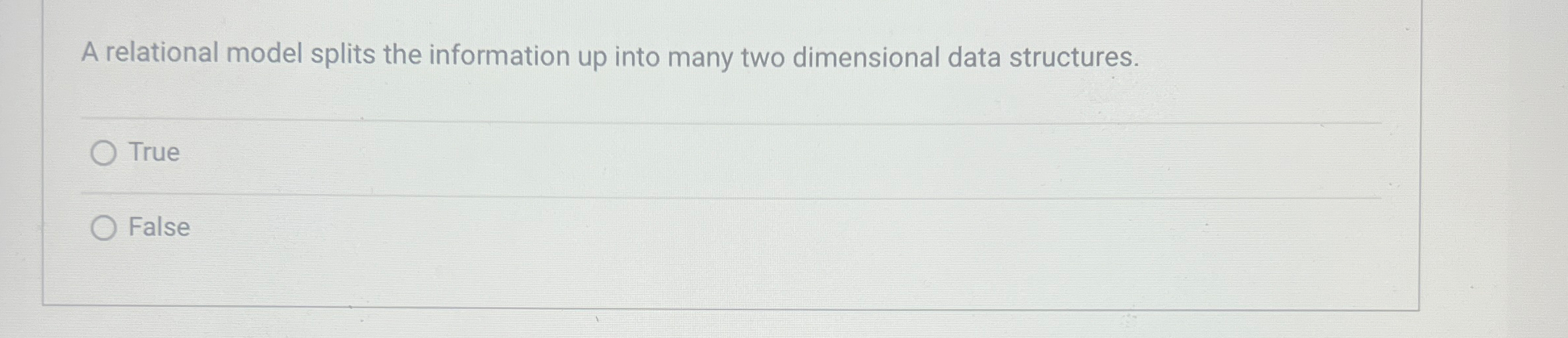 Solved A relational model splits the information up into | Chegg.com