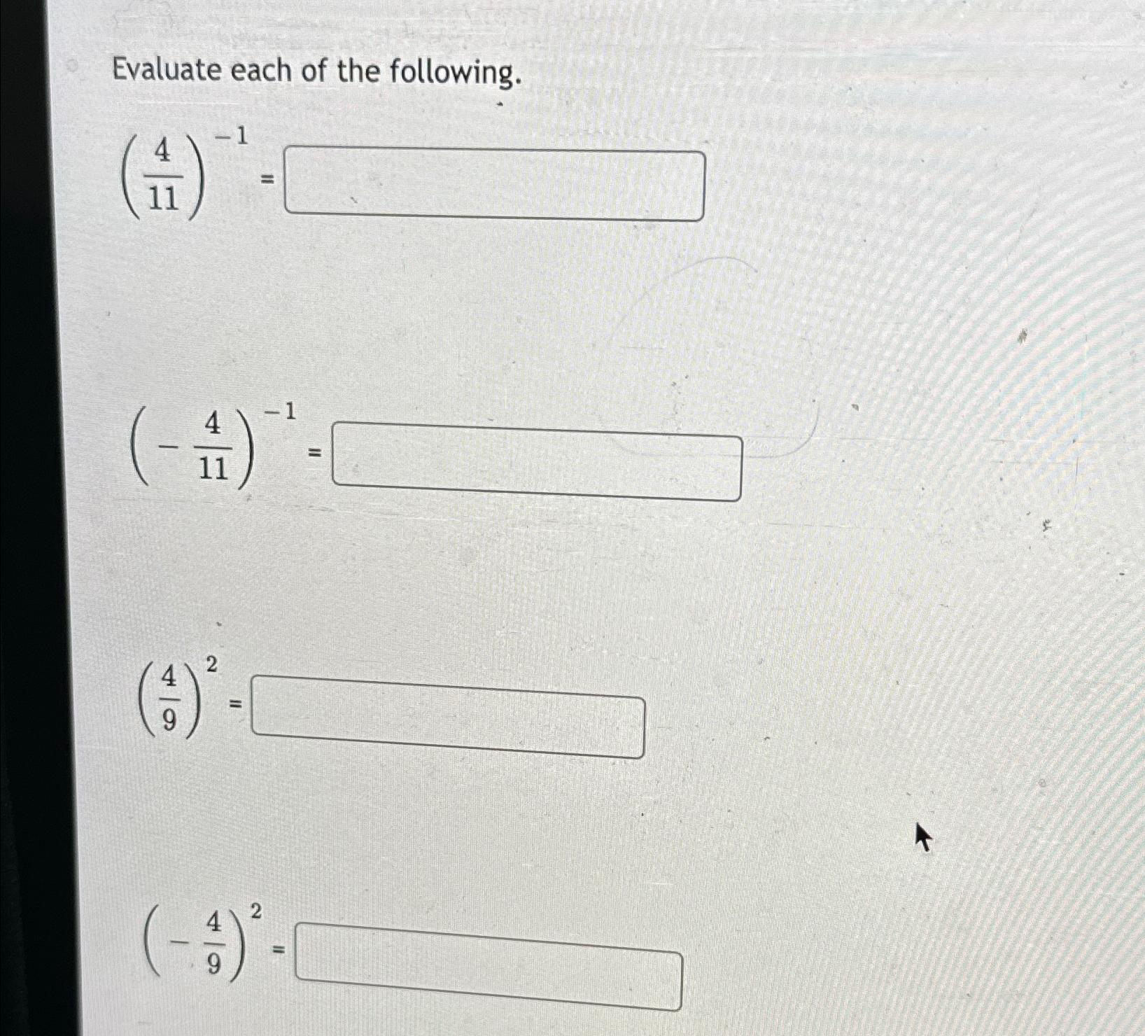 Solved Evaluate each of the | Chegg.com